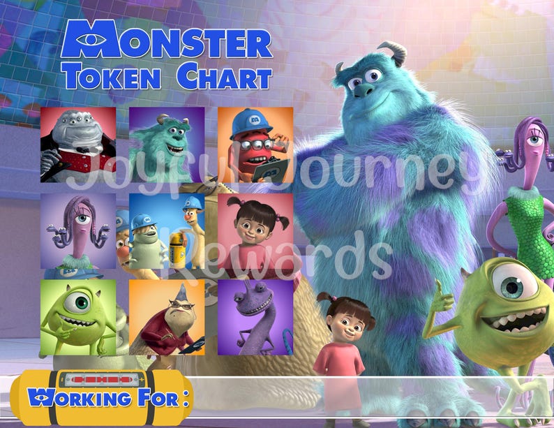 Monsters Inc Token Chart - 9 Token Reward System - Etsy