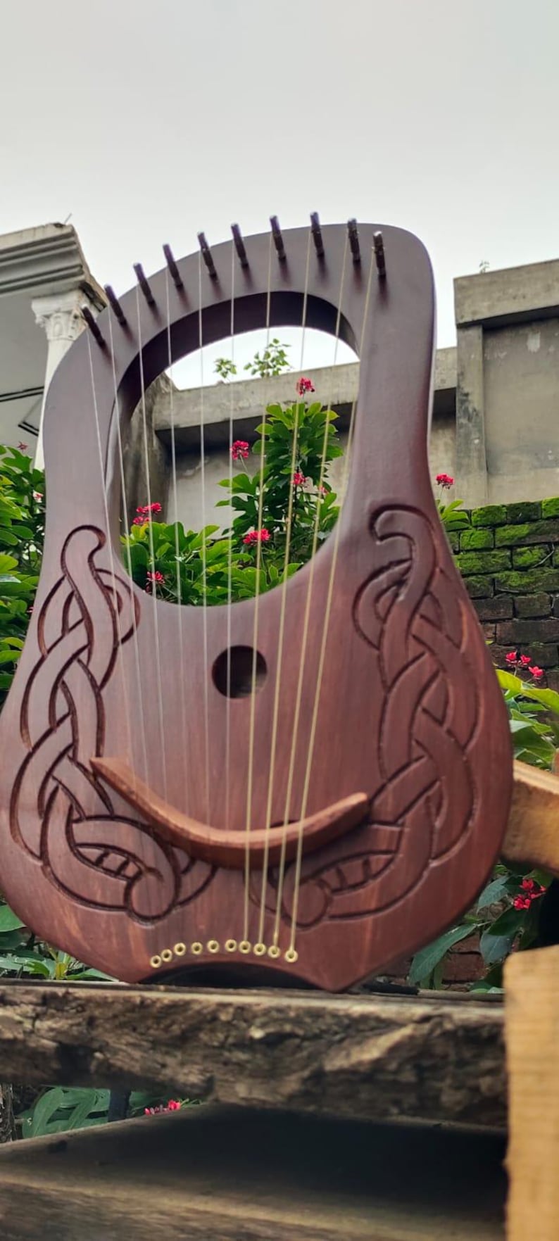 10-string Celtic Lyre Harp | Rosewood Handmade | Free Bag, Key & Extra ...