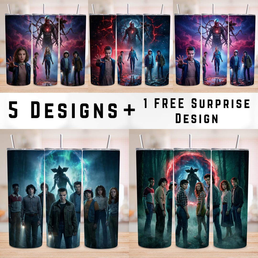 Stranger Things 20oz Skinny Tumbler Wrap Bundle PNG | Demogorgon ...