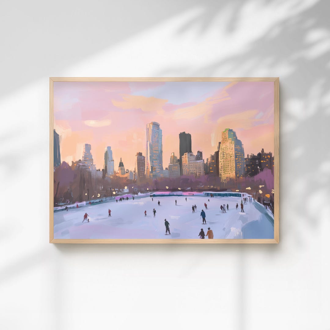 NYC Ice Skating Digital Wall Art, Central Park Wollman Rink Digital ...
