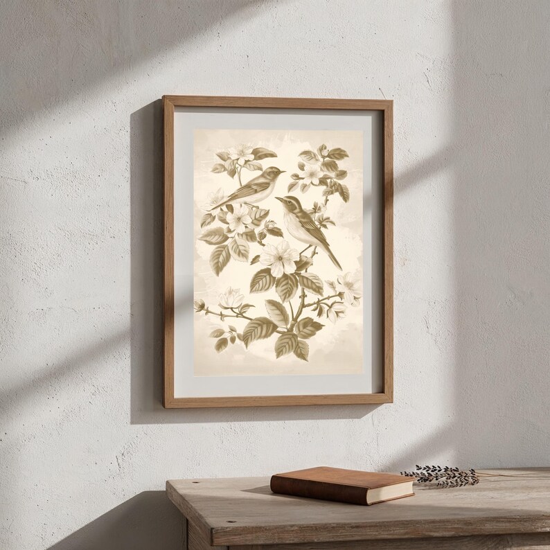Vintage Botanical Bird Print, Antique Sepia Natural History ...