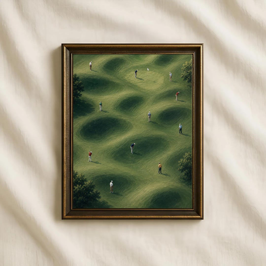 Abstract Golf Course Print, Minimalist Green Landscape Art (digital ...