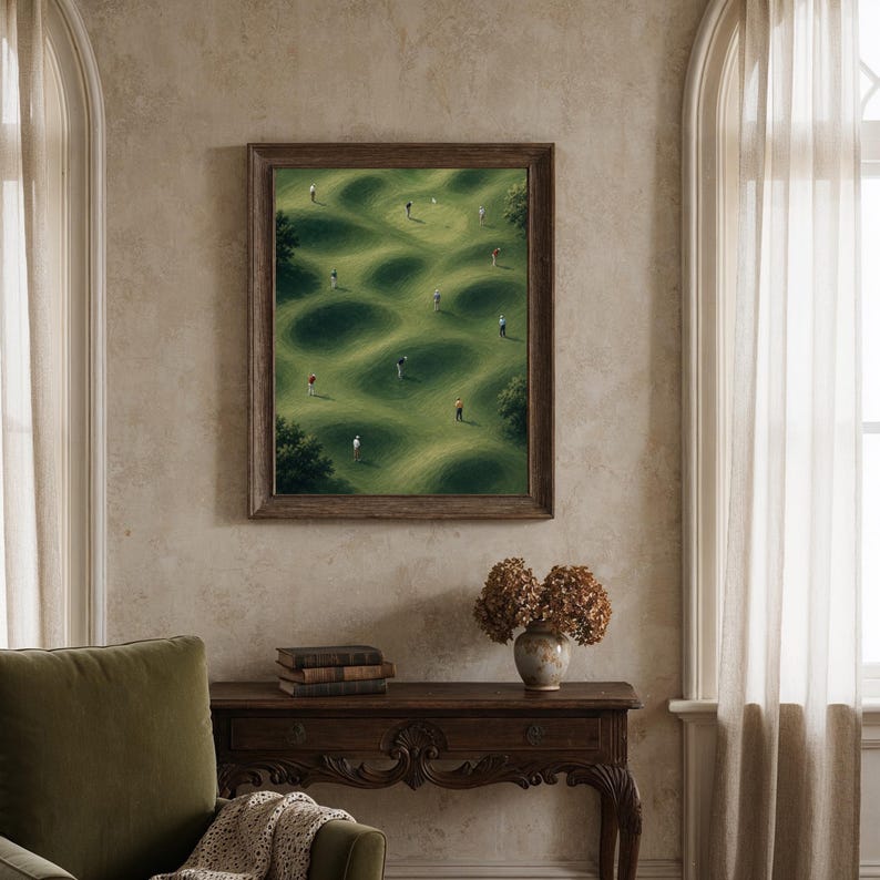 Abstract Golf Course Print, Minimalist Green Landscape Art (digital ...