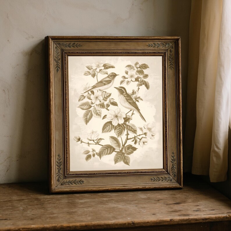 Vintage Botanical Bird Print, Antique Sepia Natural History ...