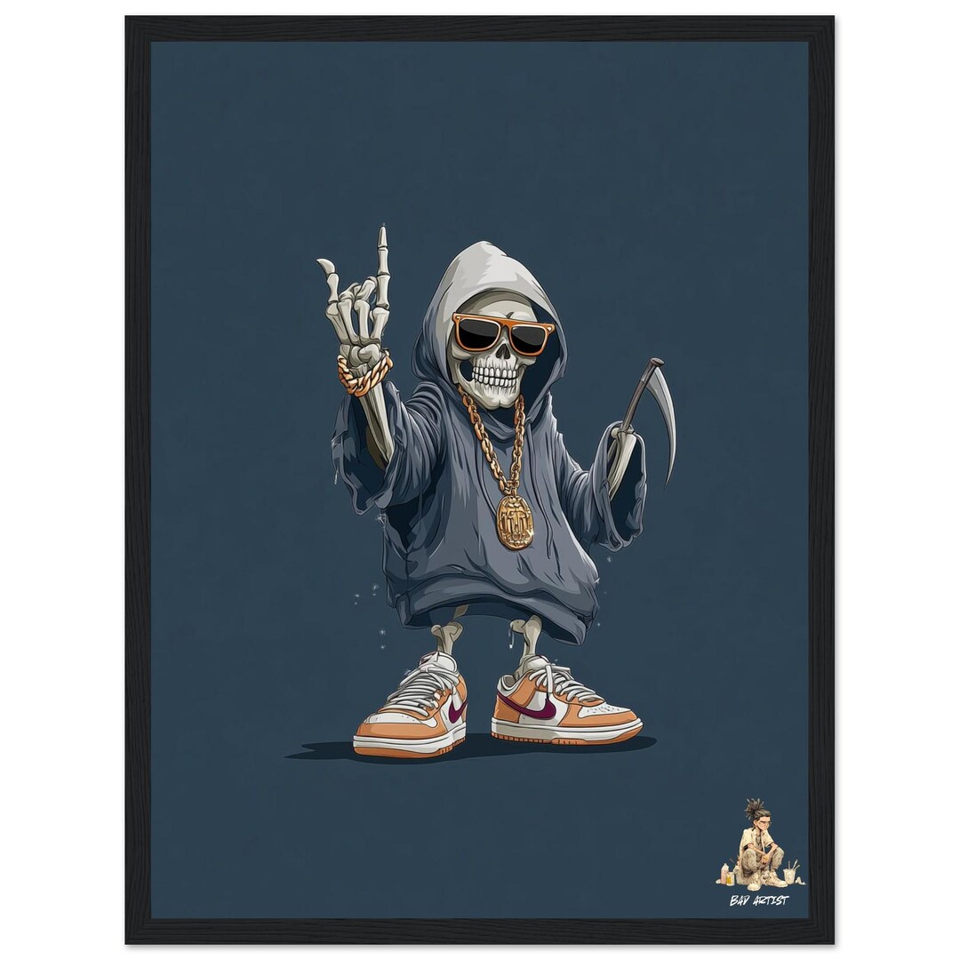 Bad Artist Gangster Grim Reaper Premium Matte Paper Wooden Framed ...