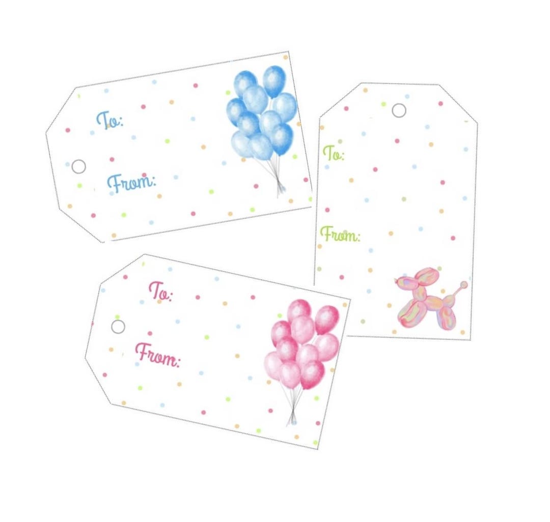 Watercolor Balloon Gift Tags- Digital Download - Etsy