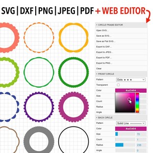 Editable Scalloped Circle Frames SVG Bundle in Rainbow Colors ...
