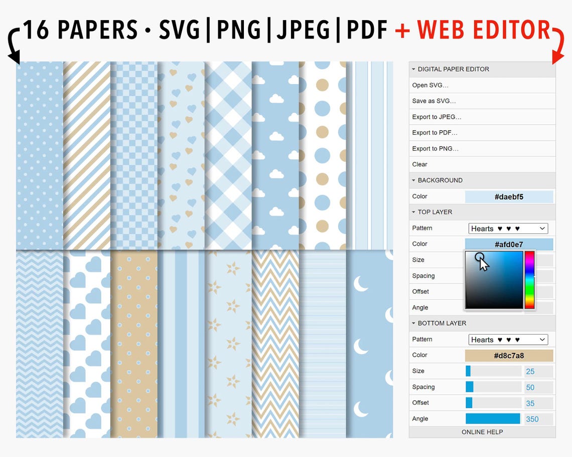 Editable Baby Boy Digital Papers, Baby Boy Shower, Nursery Papers, Baby ...