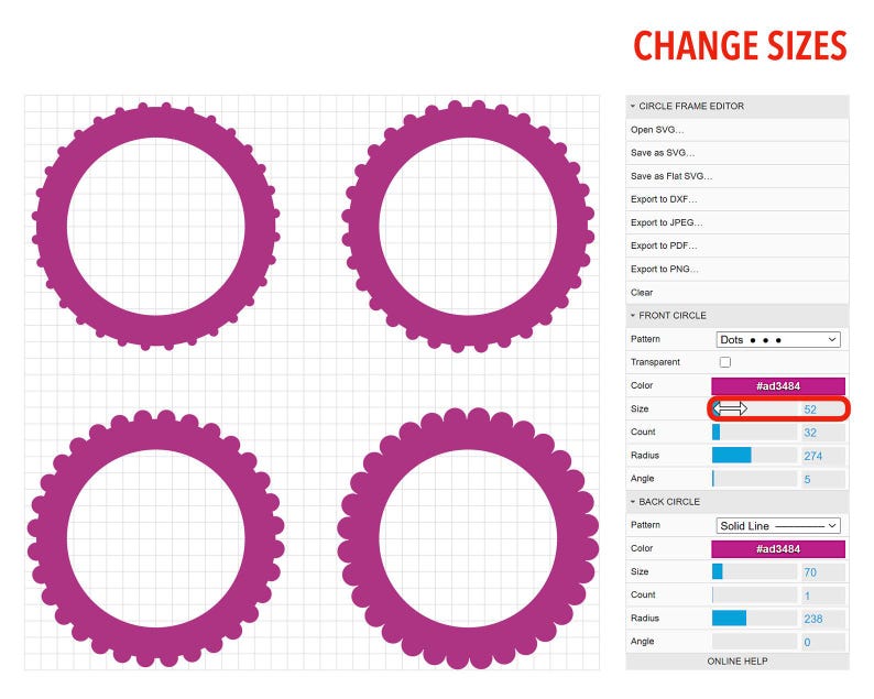 Editable Scalloped Circle Frames SVG Bundle in Rainbow Colors ...