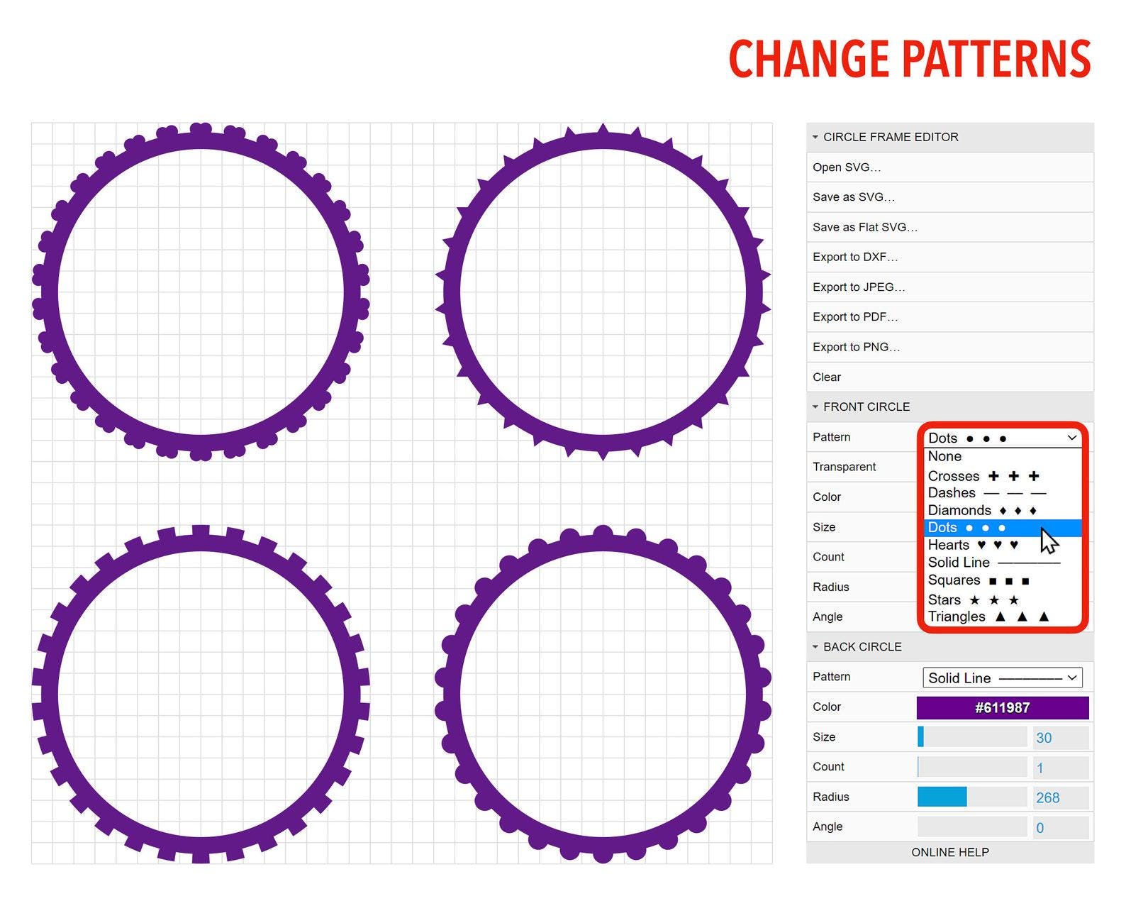 Editable Scalloped Circle Frames SVG Bundle in Rainbow Colors ...
