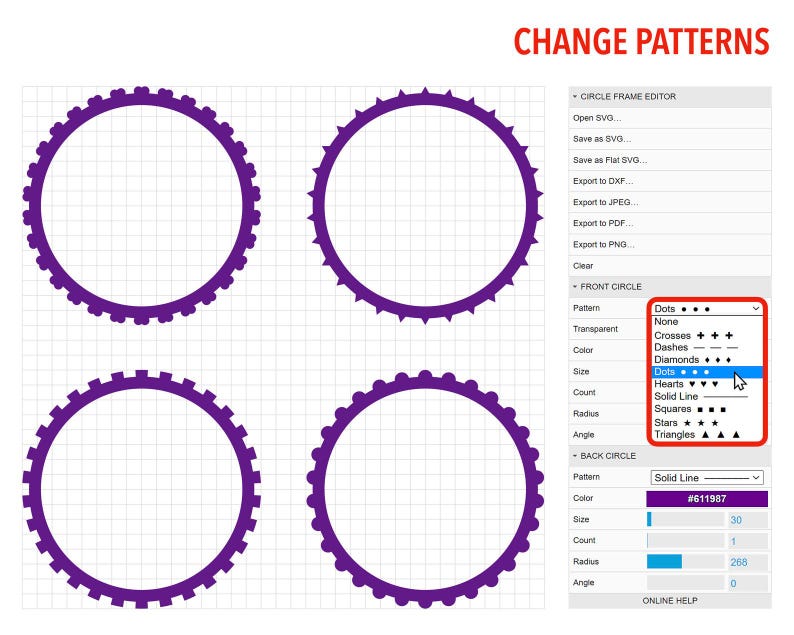 Editable Scalloped Circle Frames SVG Bundle in Rainbow Colors ...