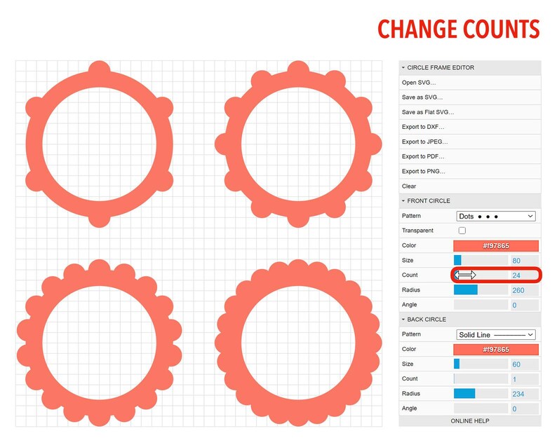 Editable Scalloped Circle Frames SVG Bundle in Rainbow Colors ...