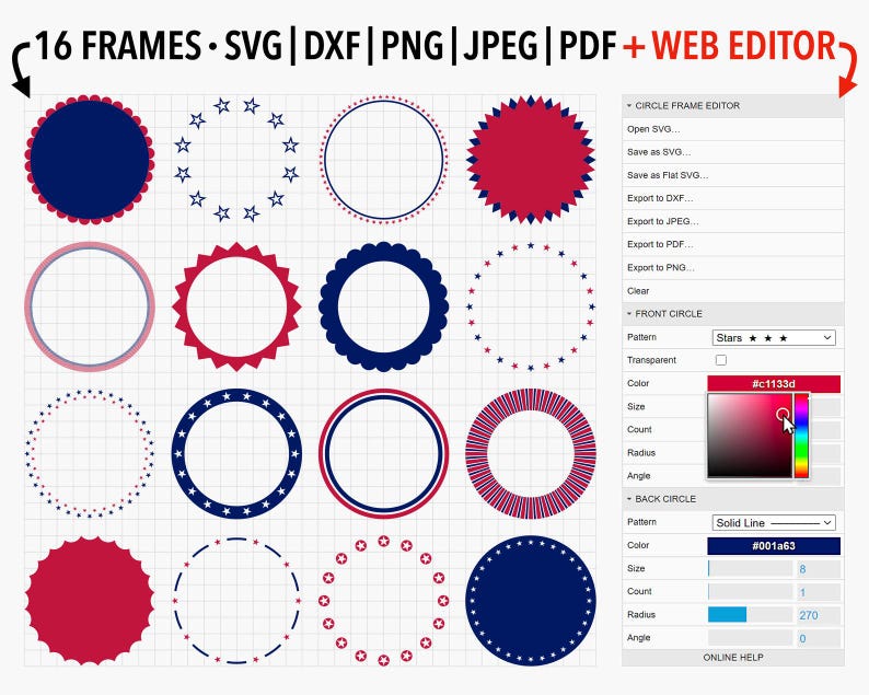 Editable Patriotic Circle Frames SVG Bundle, Commercial Use ...