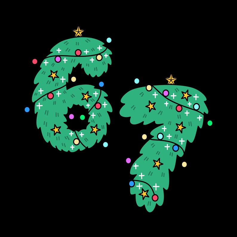 Christmas Tree Number 6 & 7 PNG Clip Art (digital Download) - Etsy