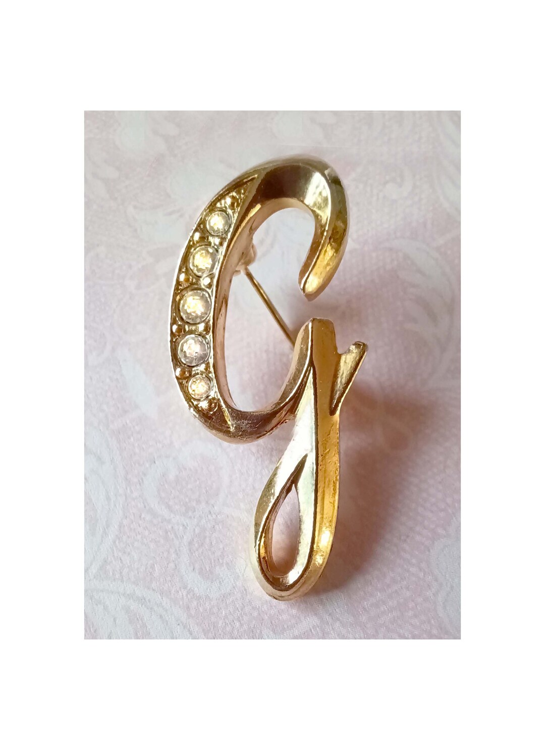 Initial Brooch Letter G Classic Script Rhinestone Pin Vintage 60s - Etsy