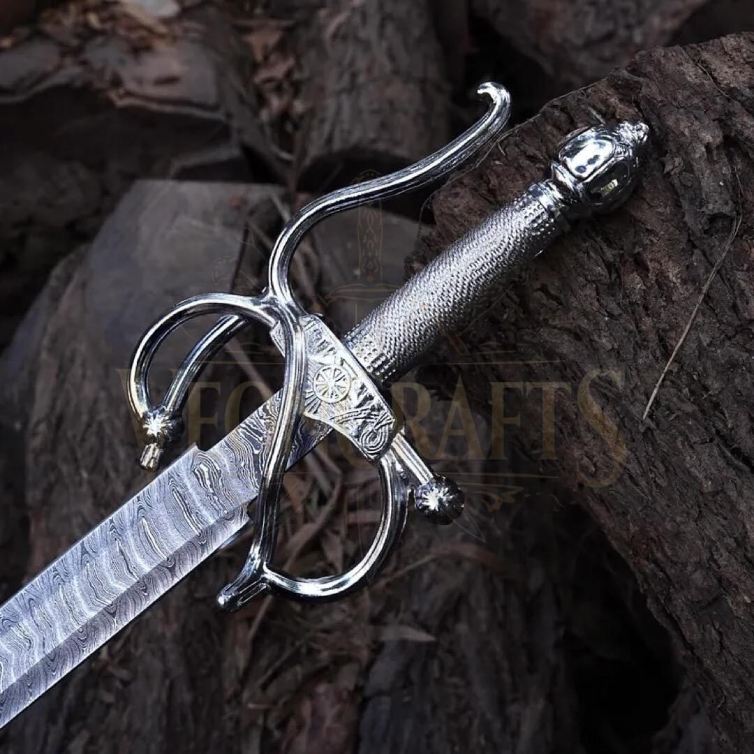 Hand Forged Legend of Zorro Rapier Damascus Steel Collectible Sword ...