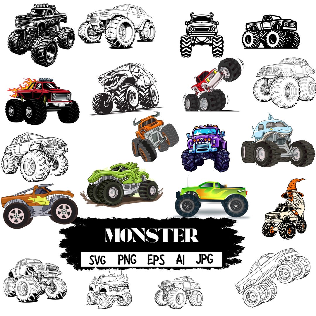 Monster Truck Clipart SVG Bundle, off Road Designs (digital Download ...