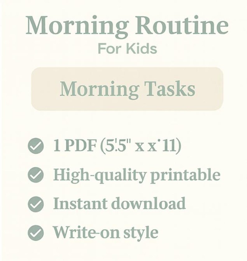 Morning Routine Chart for Kids, Printable Morning Tasks List, Daily ...