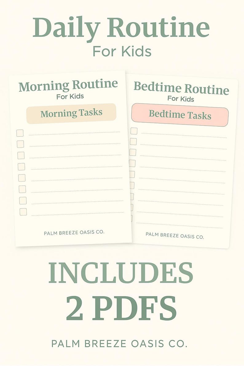 Kids' Morning & Bedtime Routine Charts, Visual Schedule (digital ...