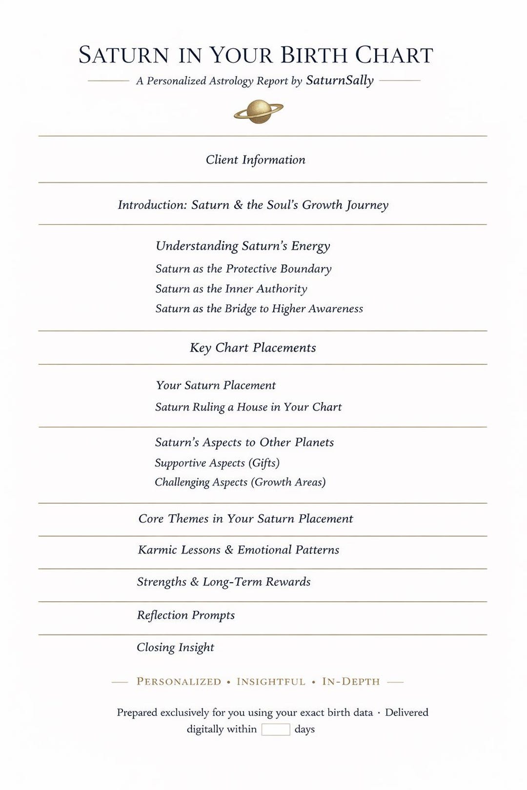 Personalized Saturn Astrology Report – Karmic Lessons, Past Life ...