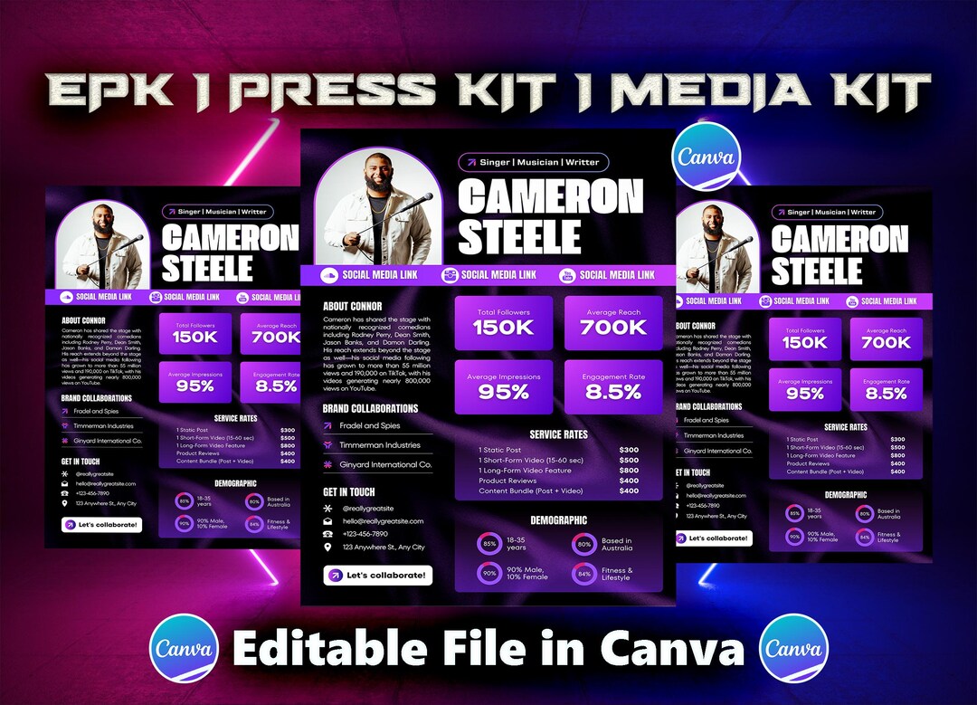 Editable DJ and Musician EPK | Modern Electronic Press Kit Canva ...