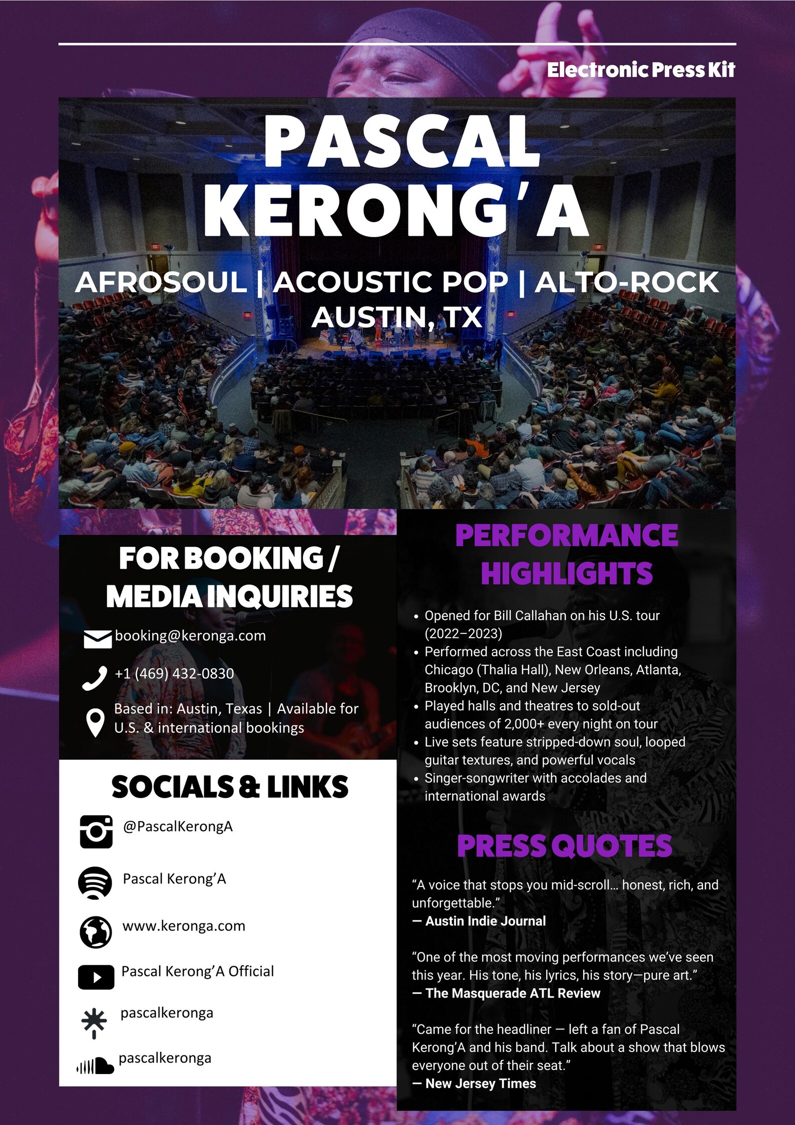 Editable Musician EPK Template: Singer, DJ, Artist, Influencer Media ...