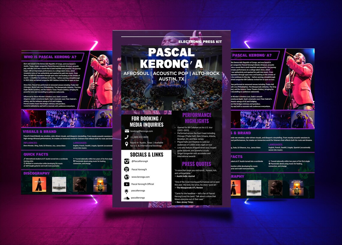 Editable Musician EPK Template: Singer, DJ, Artist, Influencer Media ...