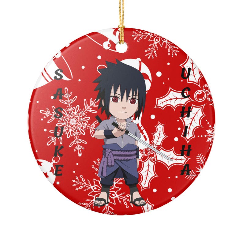 Sasuke Uchiha Holiday Ornament - Naruto Decor, Ceramic Hanging ...