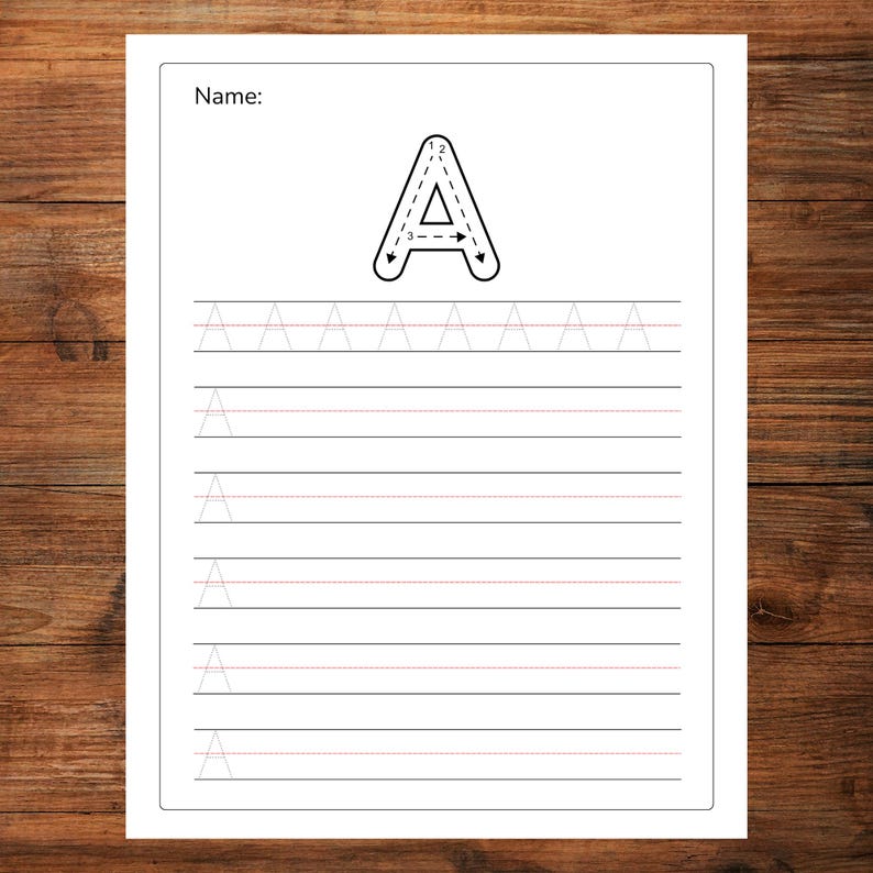 Printable Letter Tracing Worksheet for Kids ABC Alphabet Handwriting ...