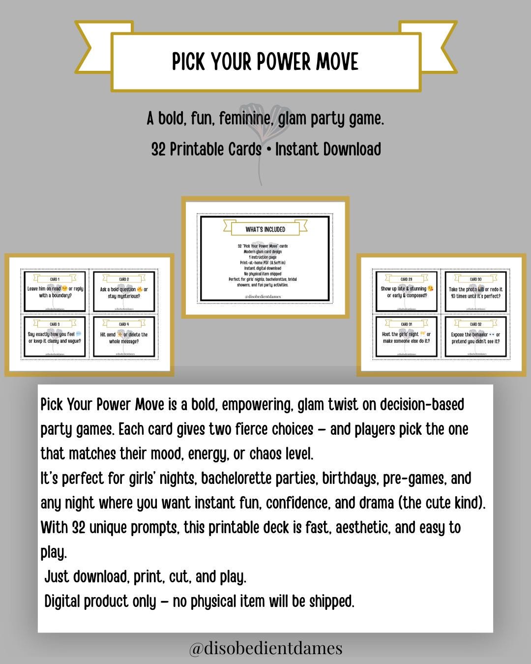 Pick Your Power Move Printable | Girls Night Party Game | Instant PDF ...