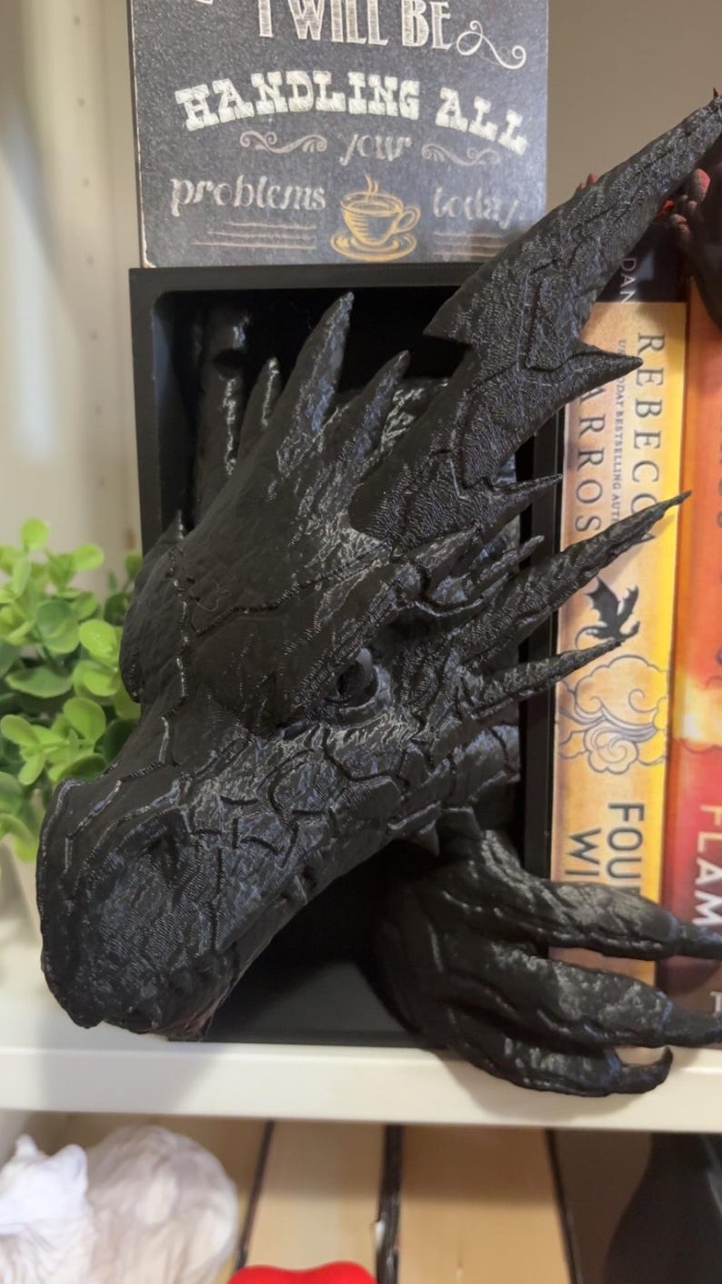 Fourth Wing Inspired Dragon Bookend | 3D Printed Fantasy Decor - Etsy