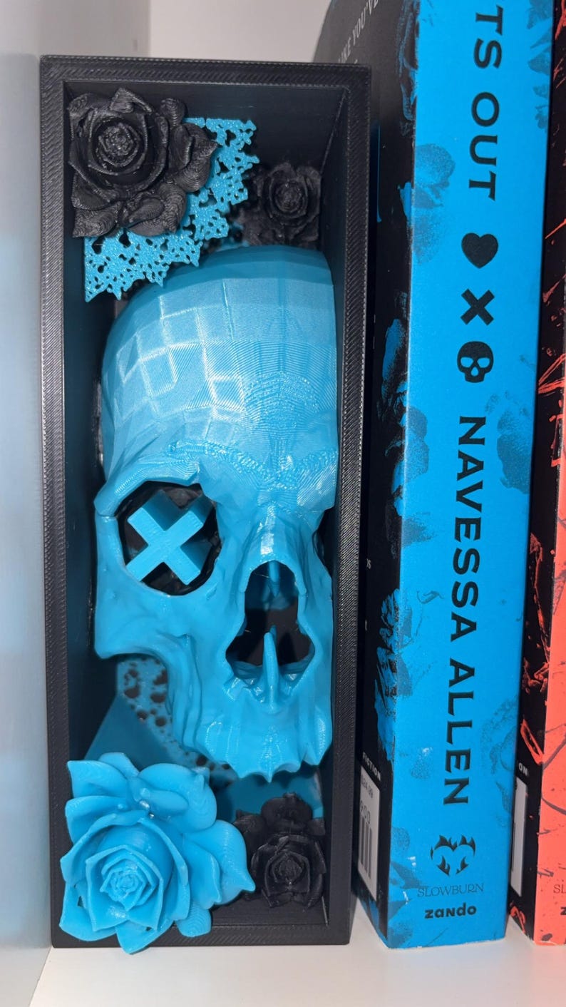 Skull, Flower, & Lace Bookend| Booknook | 3D Printed - Etsy