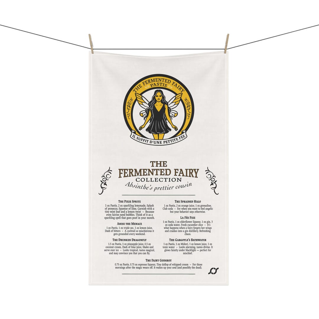 Pastis the Fermented Fairy - Logo & Drinks Kitchen Tea Towel - Etsy