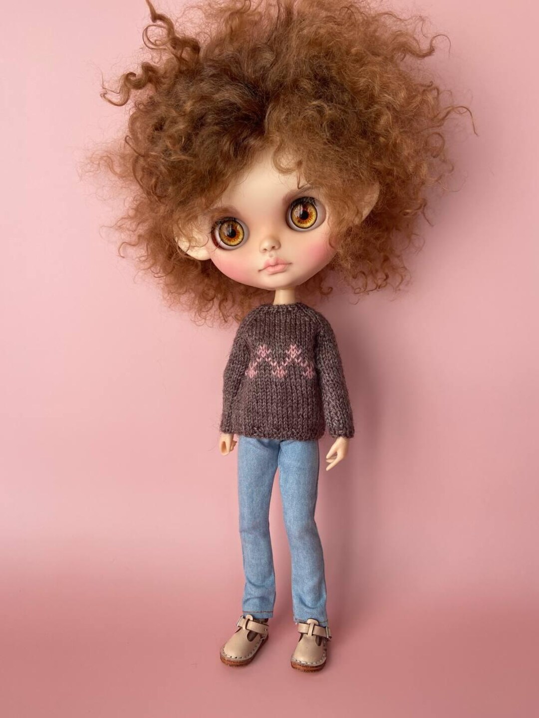 Brown & Pink Fair Isle Blythe Sweater • Handmade Knit • - Etsy