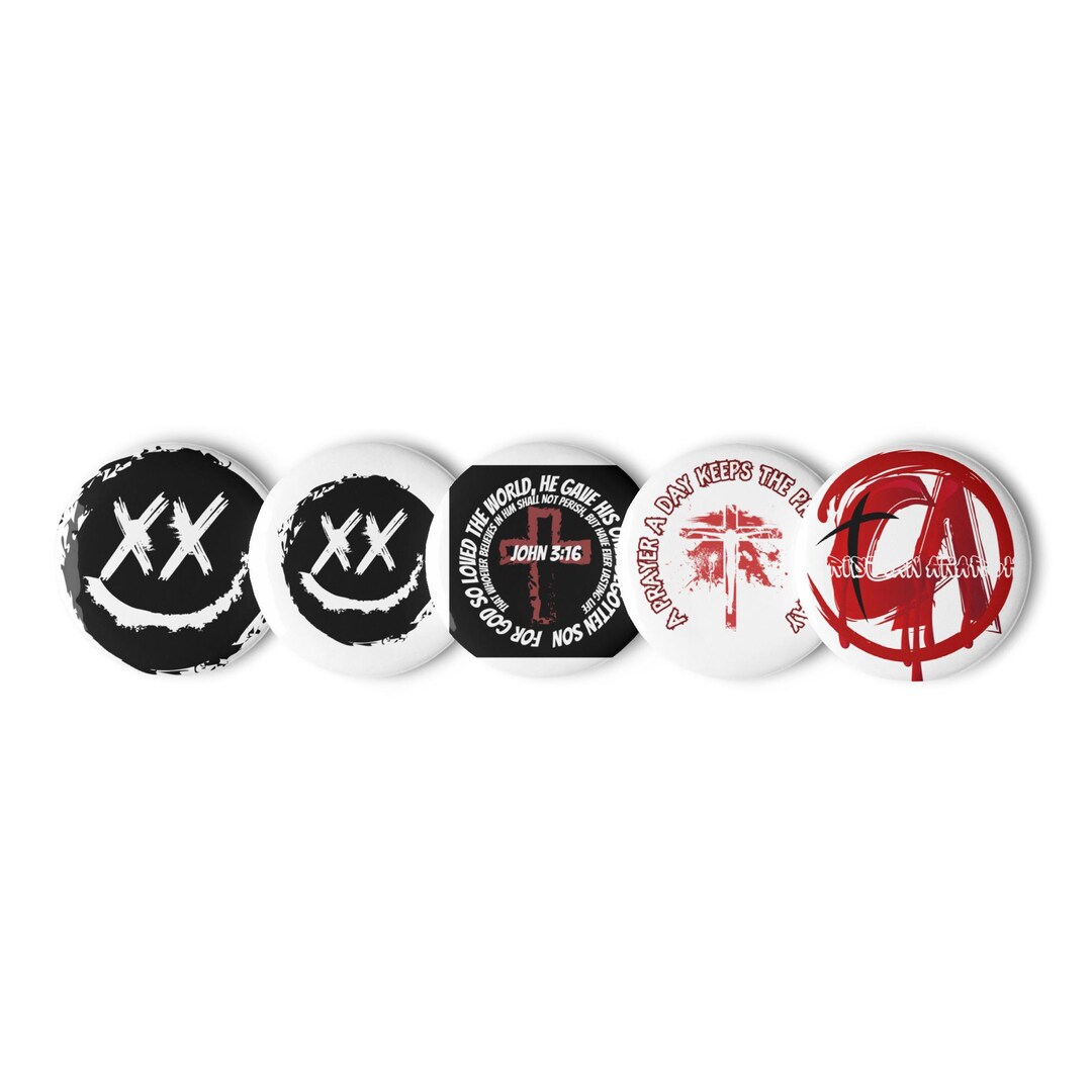 Happy Face Emo Pin Buttons, Set of 5, UV Resistant - Etsy