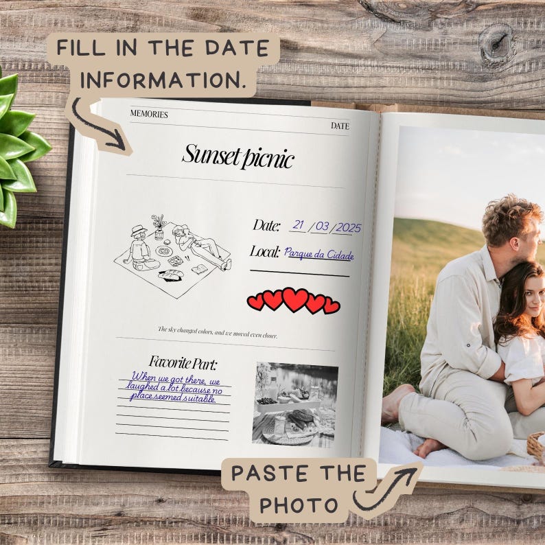 Couple Memory Journal | 50+ Date Ideas, A5 Canva Template (printable ...
