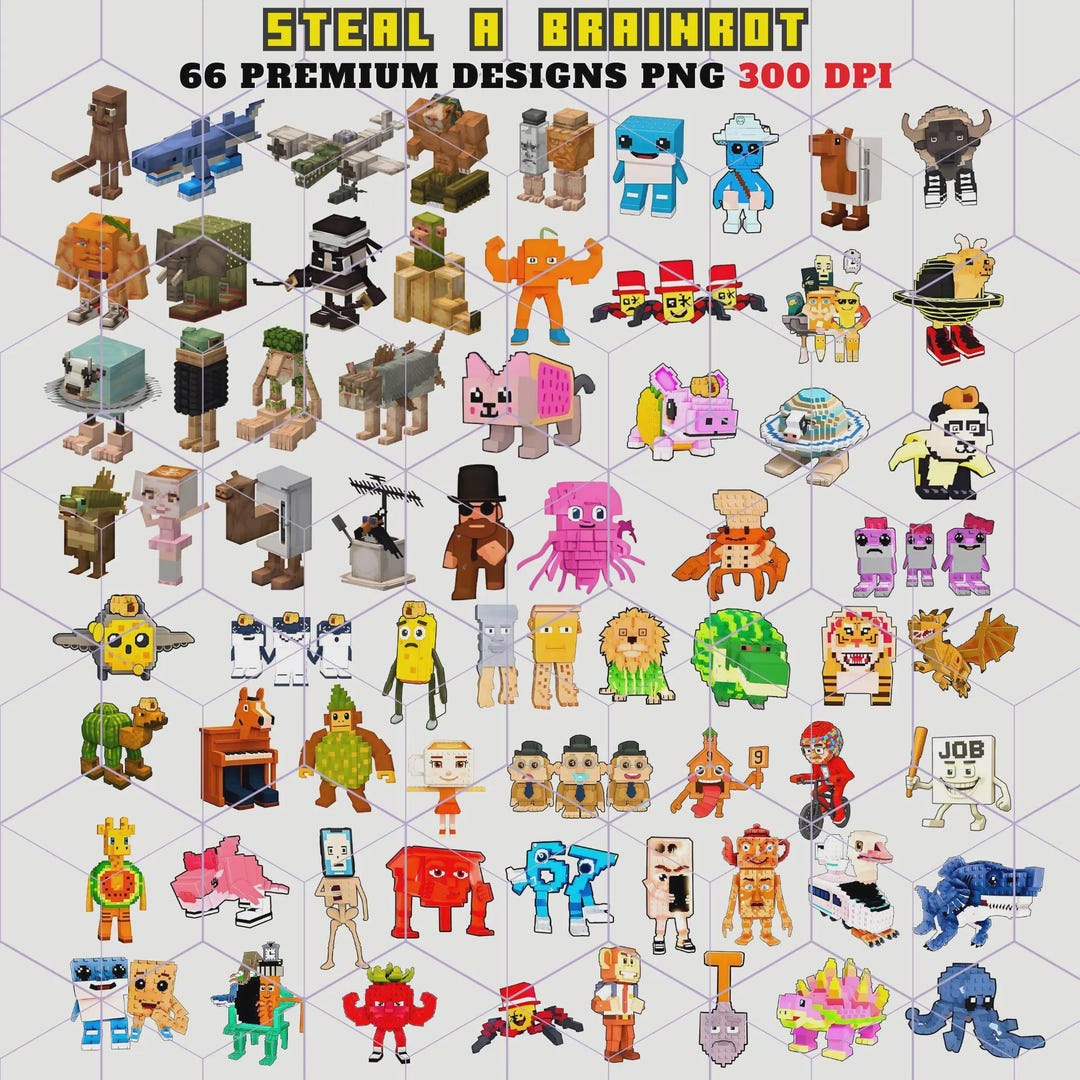 Steal a Brainrot PNG Bundle | Brainrot Inspired Pack | Digital Download - Etsy