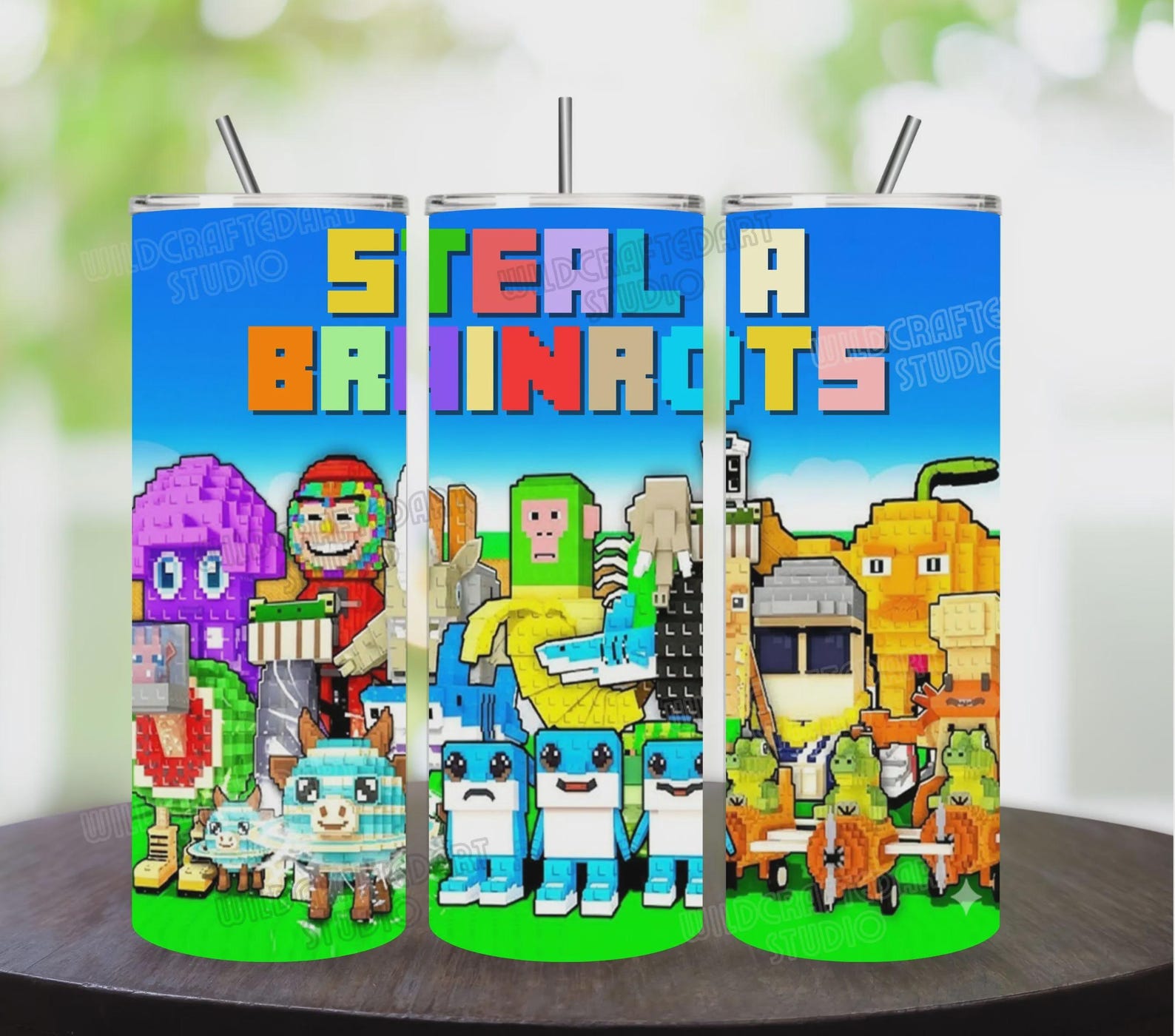 Steal A Brainrot Tumbler Wrap PNG | Funny Gamer 20oz - 30oz Skinny Cup ...