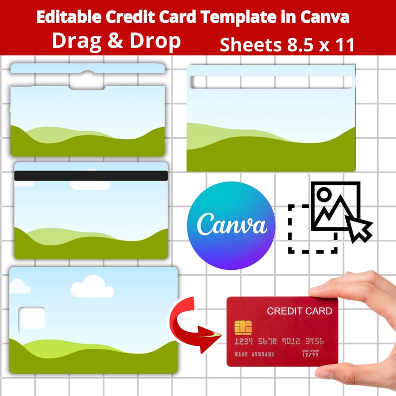 Credit Card Wrap Template, Drag & Drop Canva (digital Download) - Etsy
