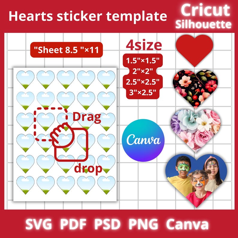 Heart Canva Template - Editable Printable,heart Sticker Maker Template ...