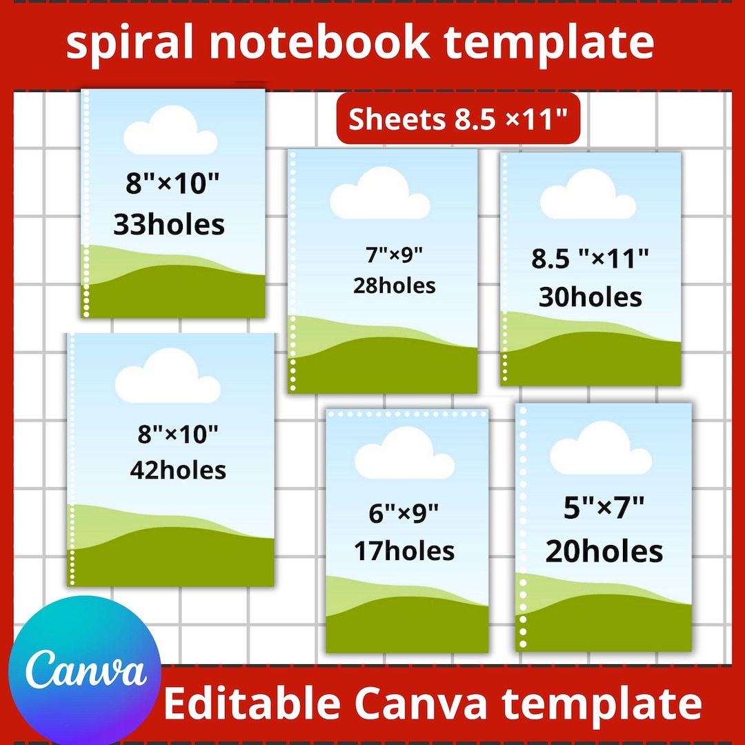 20-hole Notebook Template،spiral Notebook Cover Designs, Canva ...