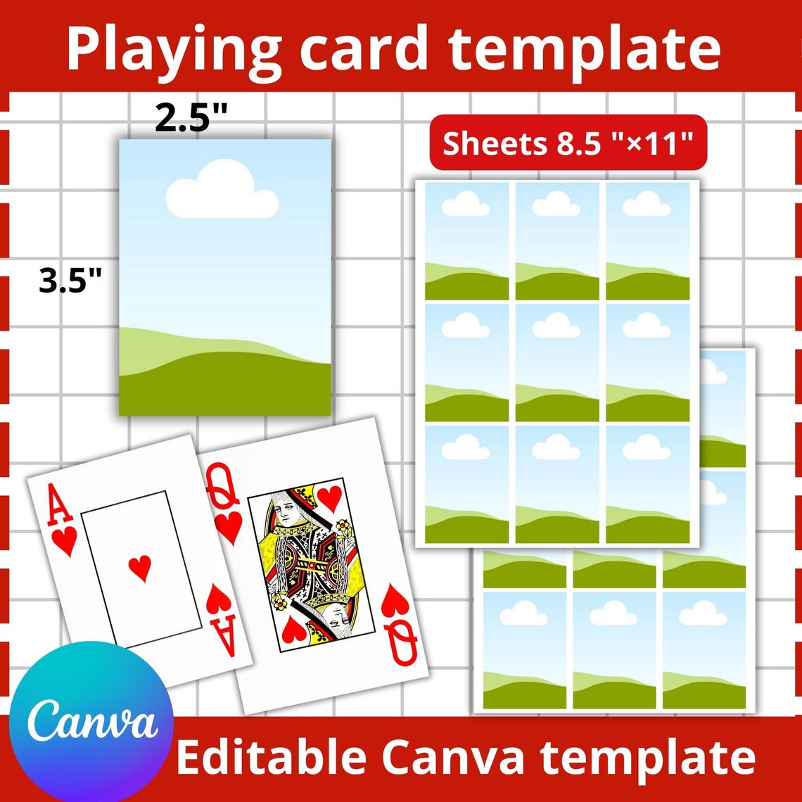 Canva Playing Card Template, Drag and Drop Design (digital Download) - Etsy