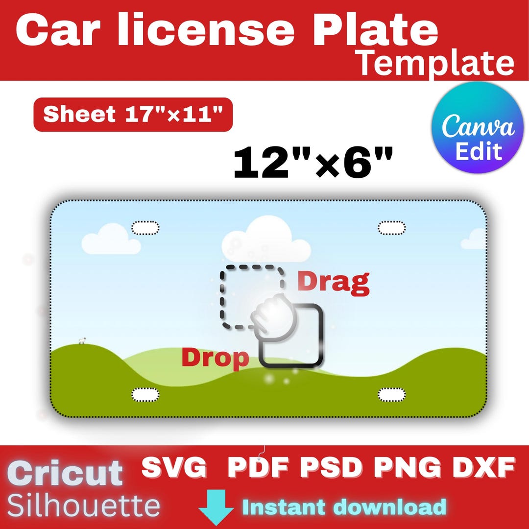 Car License Plate Template SVG, Canva Edit, Instant Download - Etsy