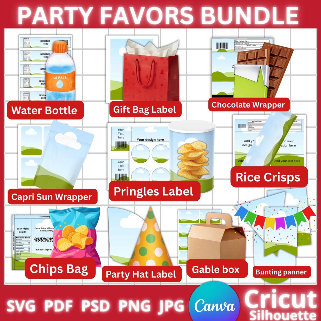 Party Favor Template Bundle,drag and Drop in Canva,templates Bundle ...