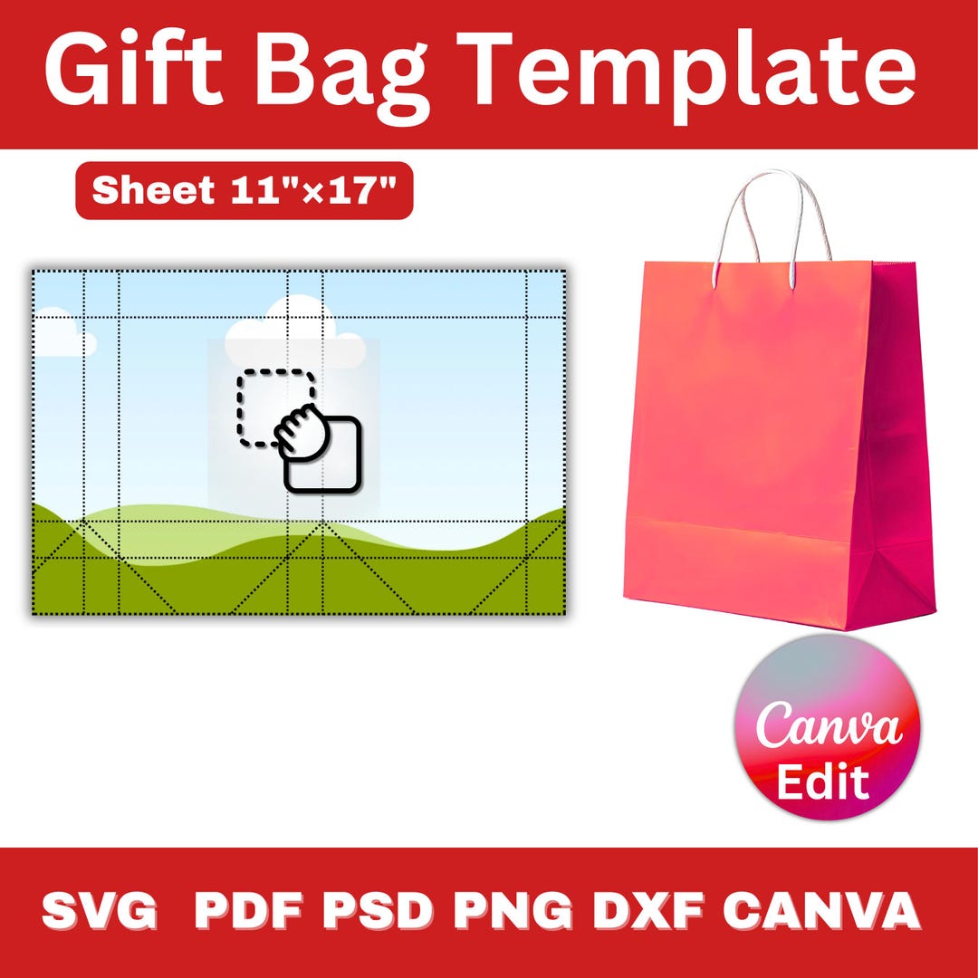 Gift Bag Template (svg, Png, Pdf, Psd) (canva Editable) - Etsy