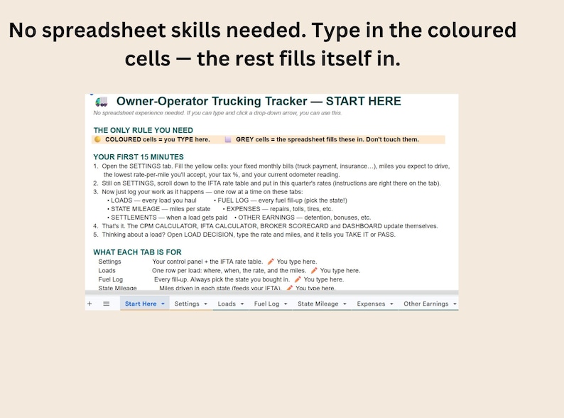 Owner Operator Trucking Spreadsheet | IFTA Calculator, Cost per Mile ...