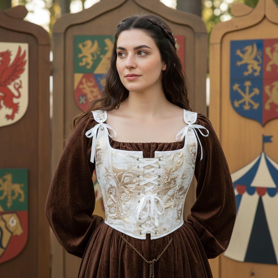 Renaissance Brocade Corset Top – Lace up Bodice, Fair Outfit - Etsy