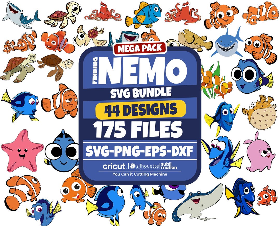Finding Nemo SVG Bundle | 44 Designs 175 Files | Nemo Dory Ocean Fish ...