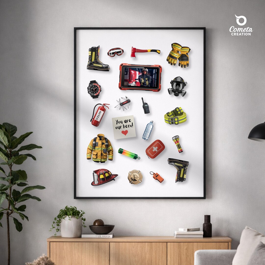 Firefighter Photo Collage Template – Fireman Memory Poster, Tribute ...