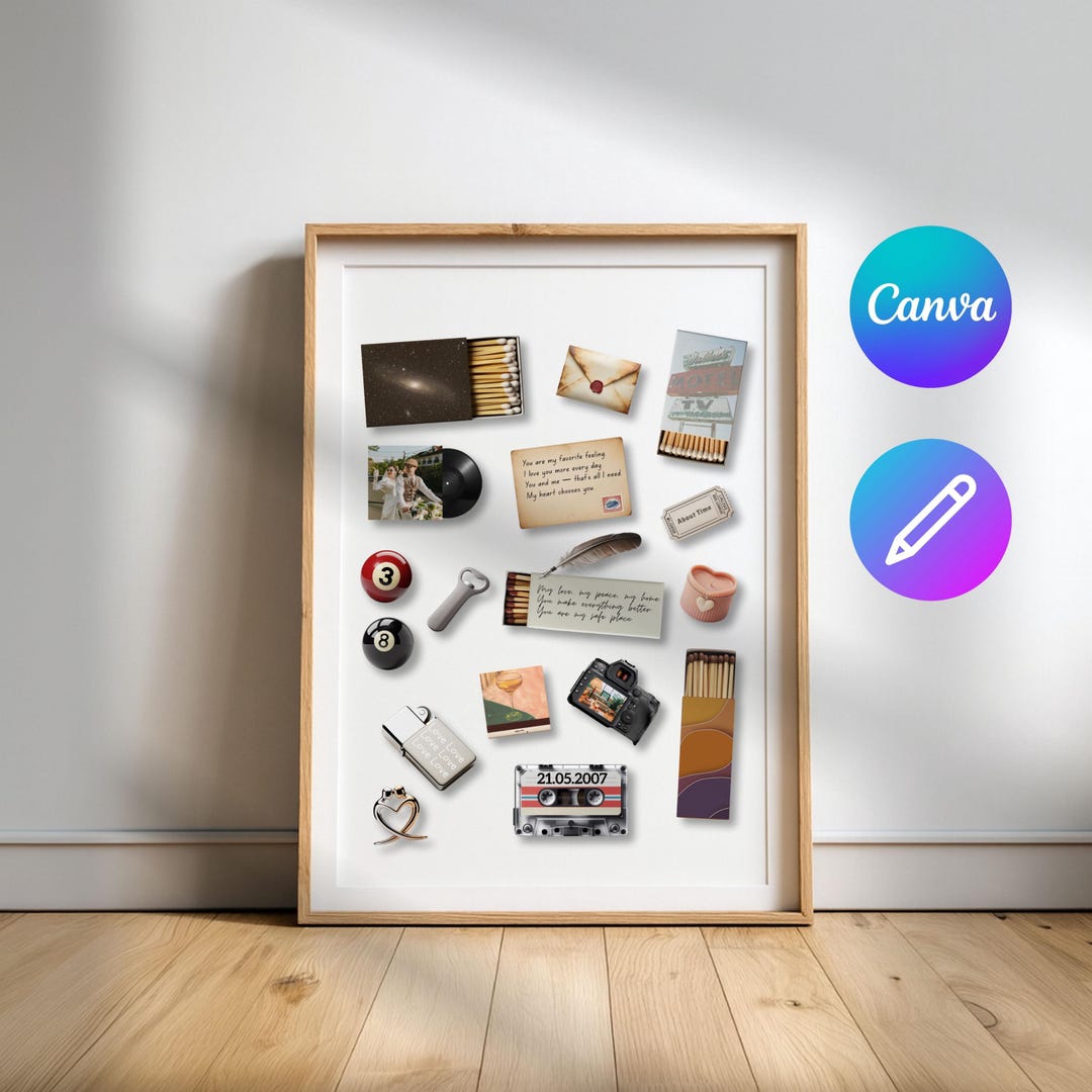 Matchbook Poster Template, Custom Photo Collage, Retro Memory Board ...